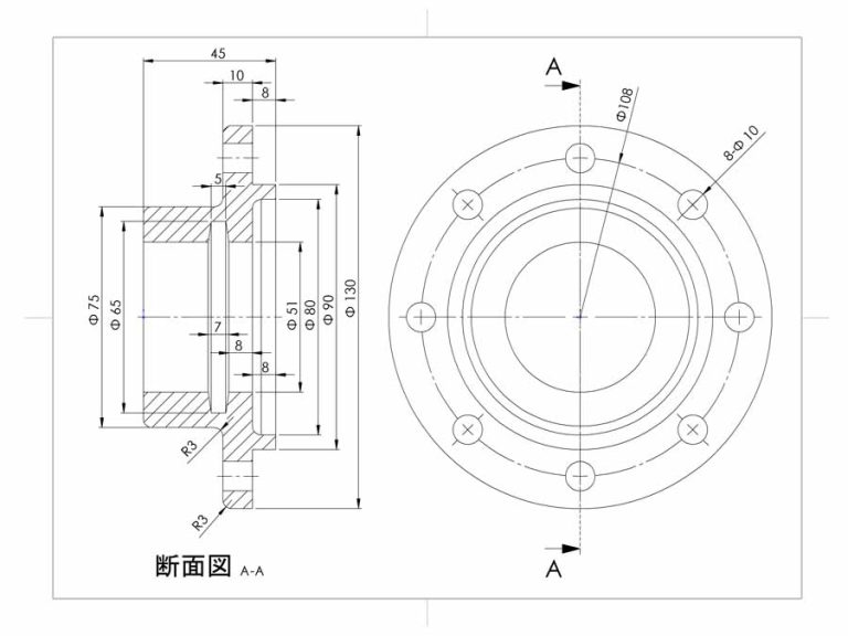 3次元CADモデリング事例：フランジ継手 | 3Dプリンター出力・データ作成サービスのアトミックワークス